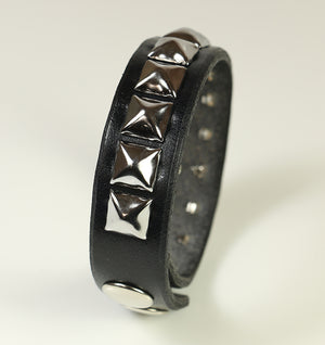Pyramid Stud Bracelet with Double-Snaps| Leatherpunk
