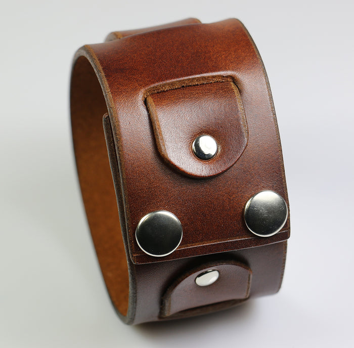 Super Weave Wristband, Brown Leather| Leatherpunk