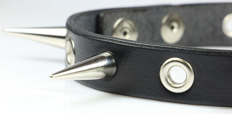 3/4" Wide Choker with Eyelets and 1" Cone Spikes| Leatherpunk